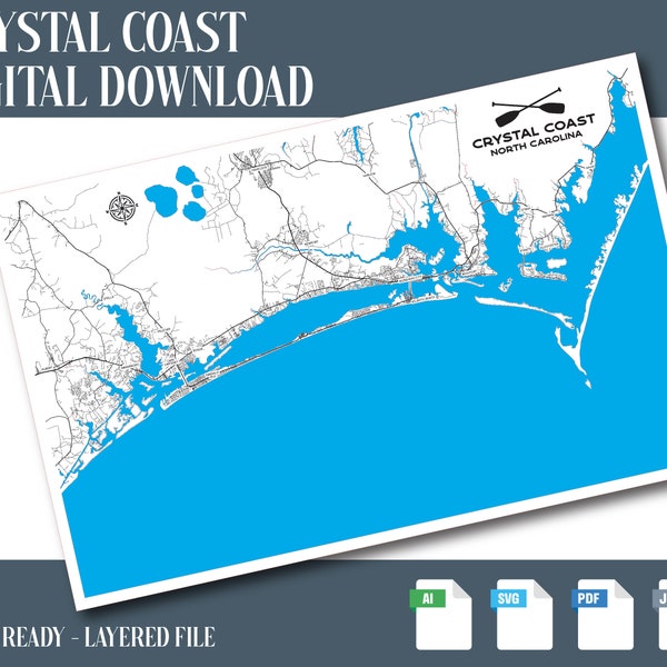 Crystal Coast Map Svg - Etsy