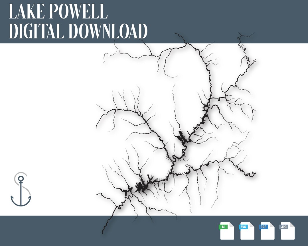 Lake Powell Outline, Lake Powell Svg, Instant Download, Laser File ...