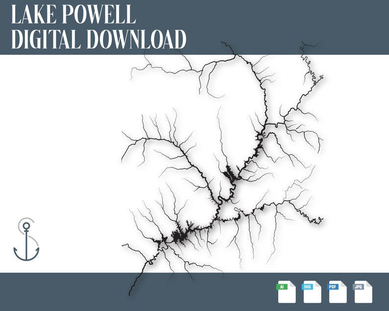 Lake Powell Outline Lake Powell Svg Instant Download Laser - Etsy
