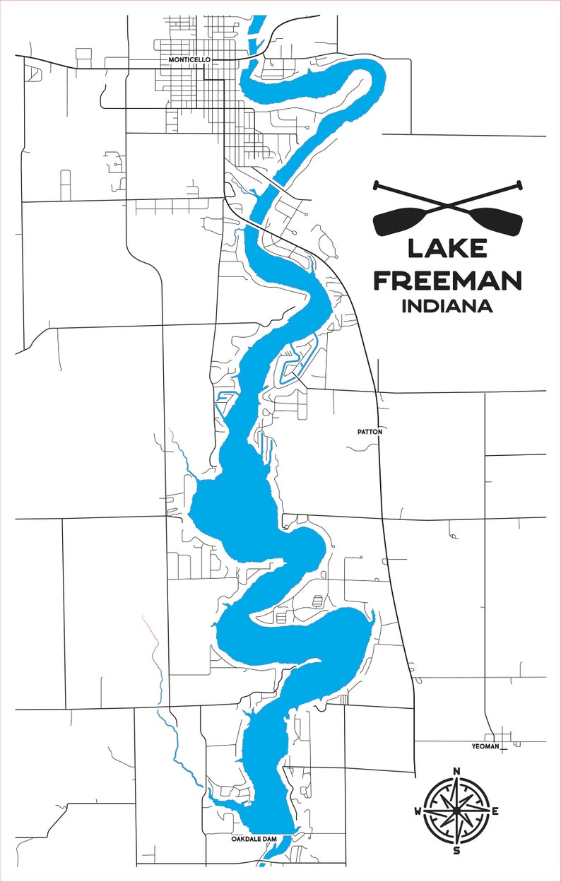 Lake Freeman Map, Lake Freeman SVG, Instant Download, Laser File, Lake ...