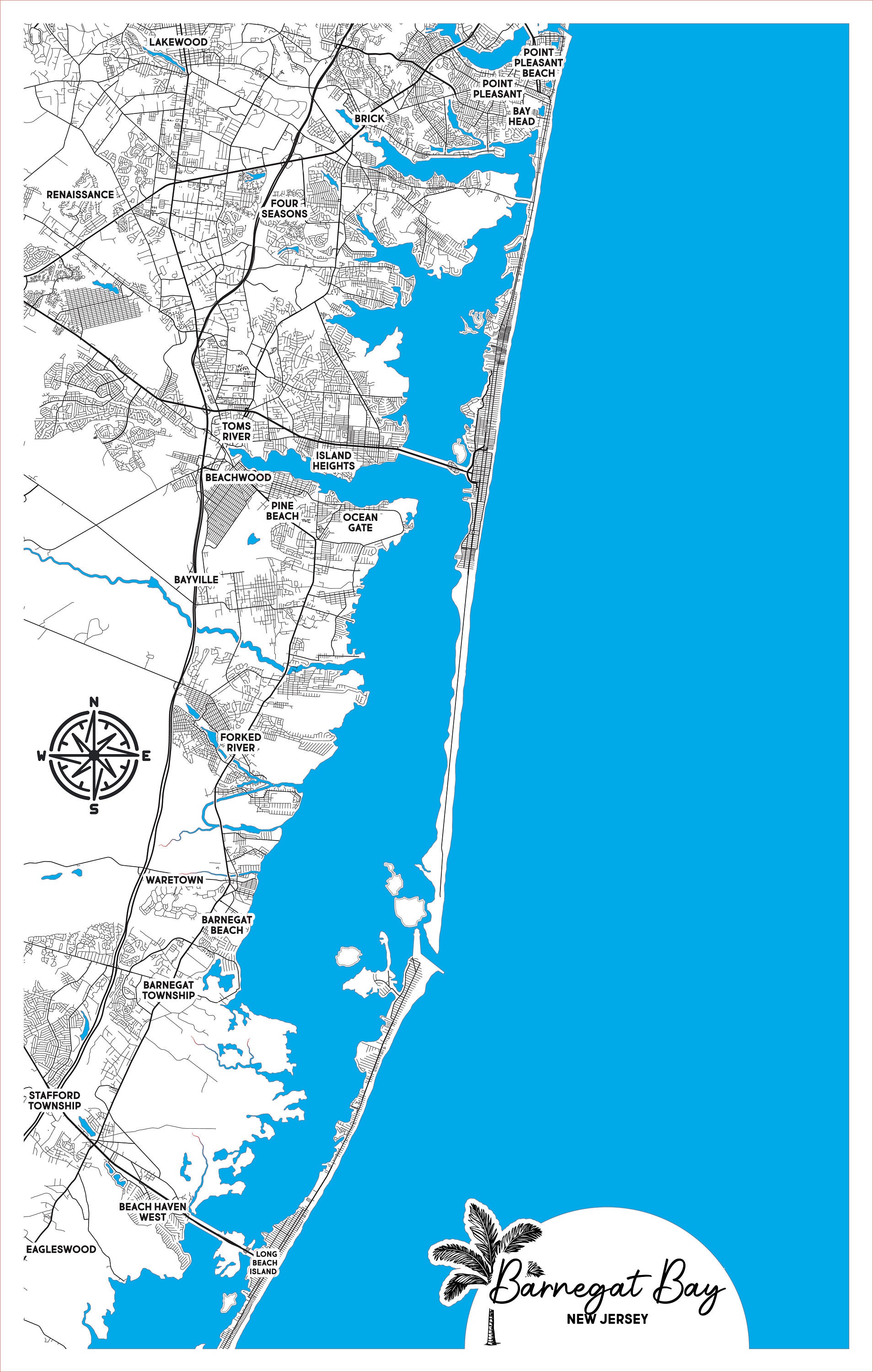Barnegat Bay Map File, Barnegat SVG, New Jersey SVG, Laser File, Lake ...
