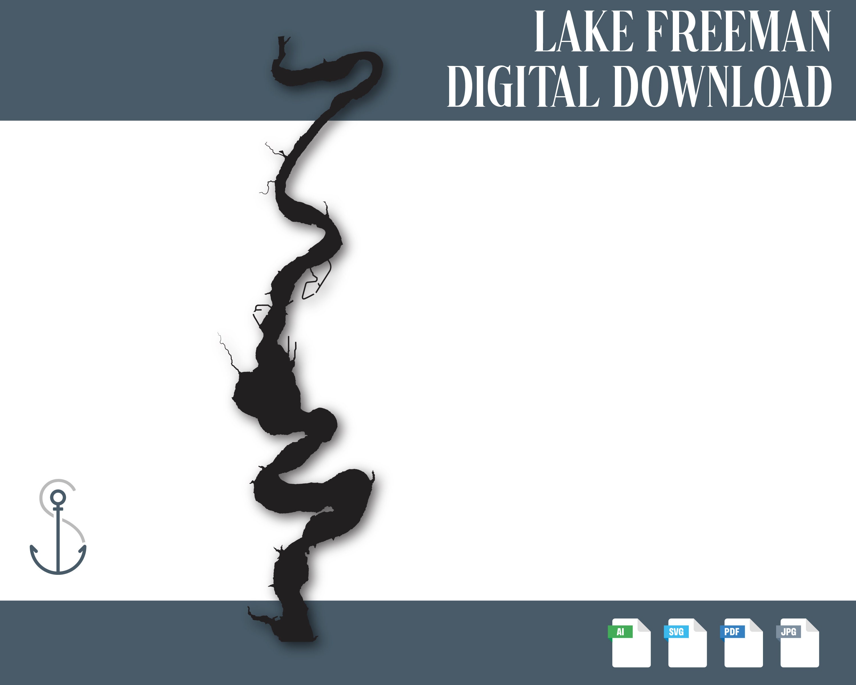 Lake Freeman Outline, Lake Freeman Svg, Lake SVG, Laser File, Lake Map ...