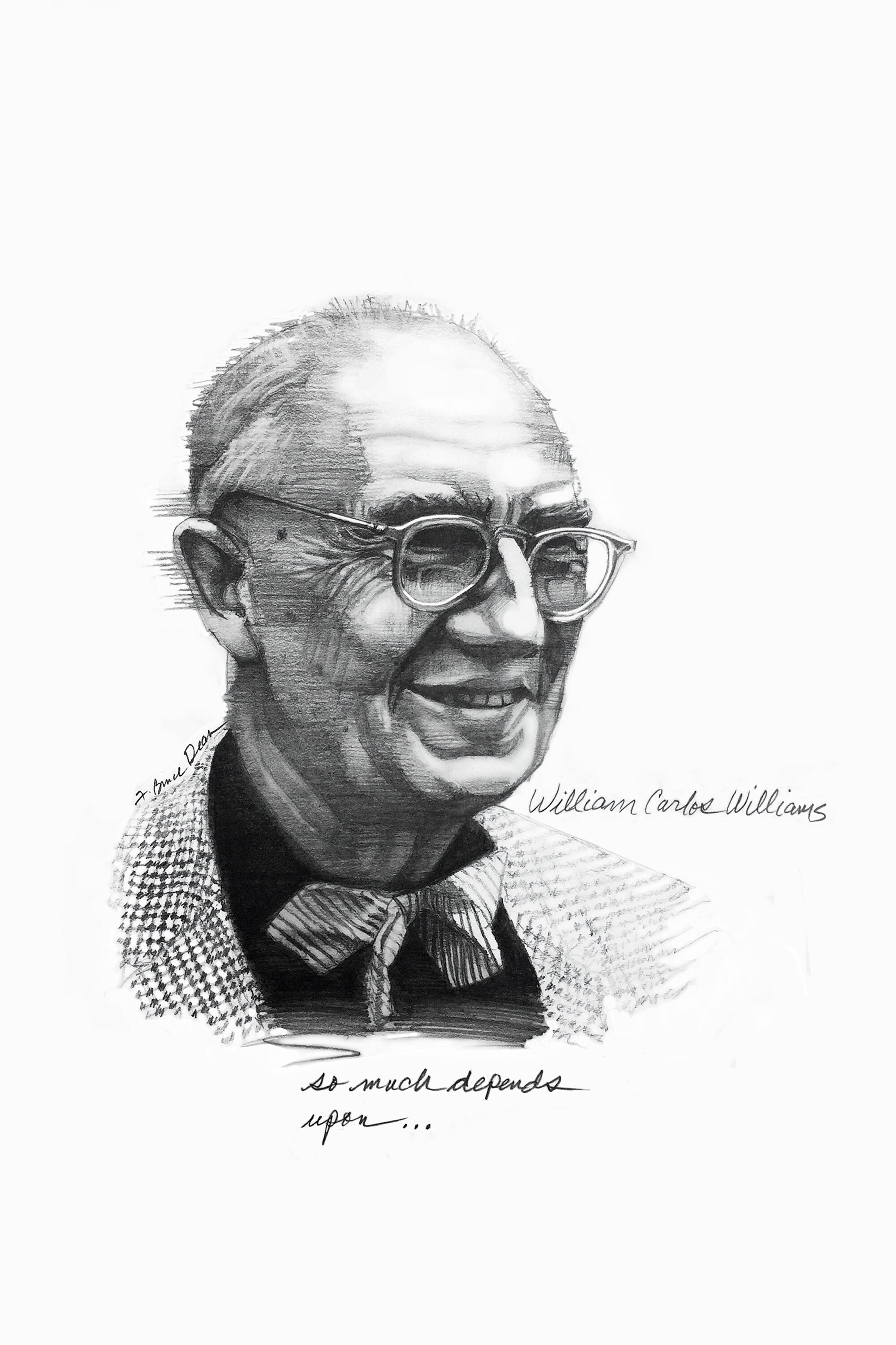 William Carlos Williams Portrait, Fine Art Digital Print. "so Much ...