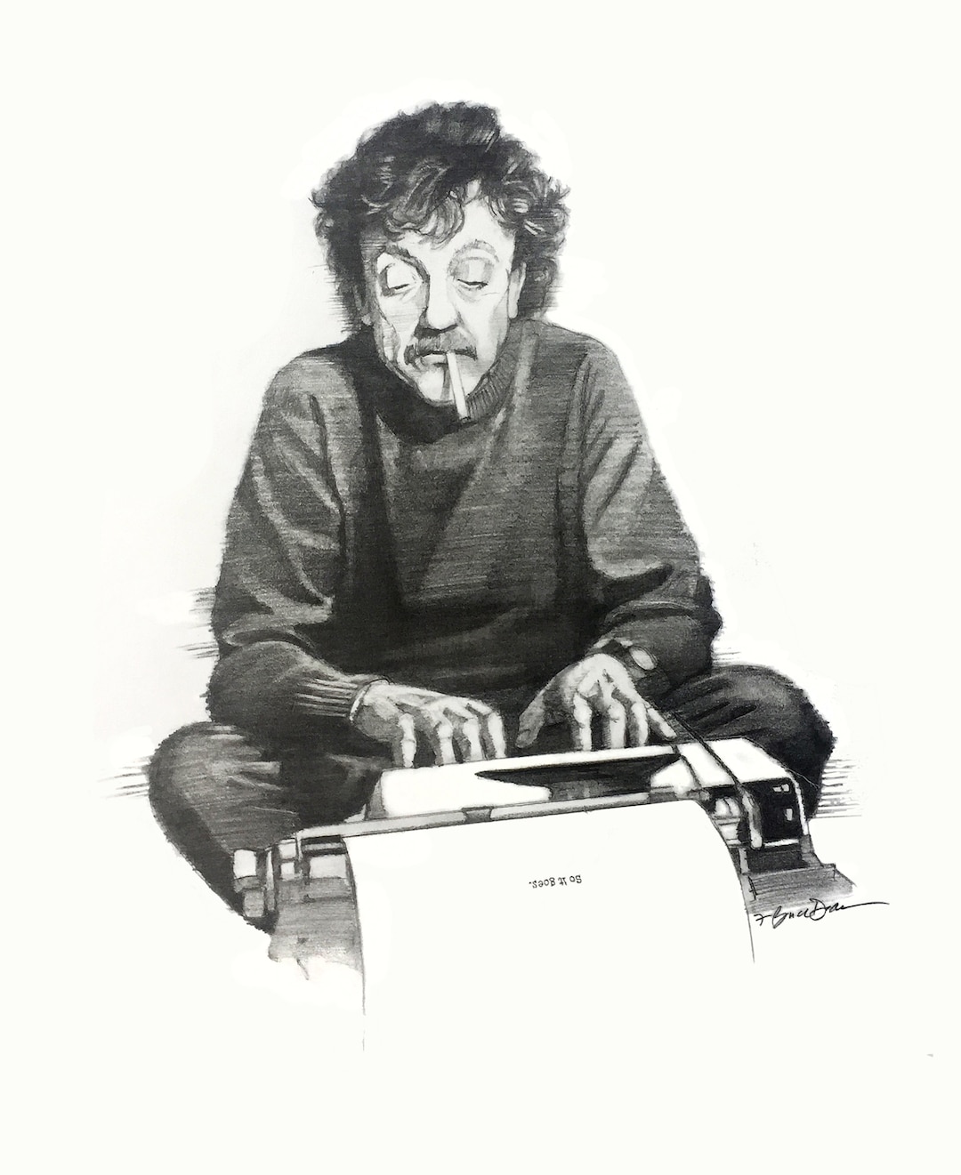 Kurt Vonnegut Portrait, Fine Art, Digital Print, "...so It Goes" - Etsy