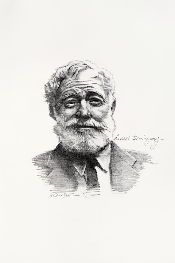 Ernest Hemingway Portrait Fine Art Digital Print - Etsy