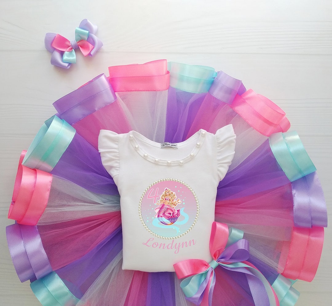 Colorful Tutu Skirt and T-shirt, Personalized Birthday Outfit, Tutu Set ...