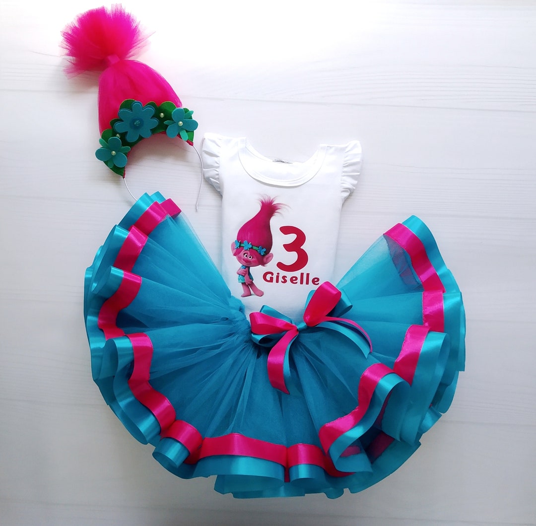 Colorful Tutu Birthday Set for Girls, Custom Name Shirt With Tulle ...