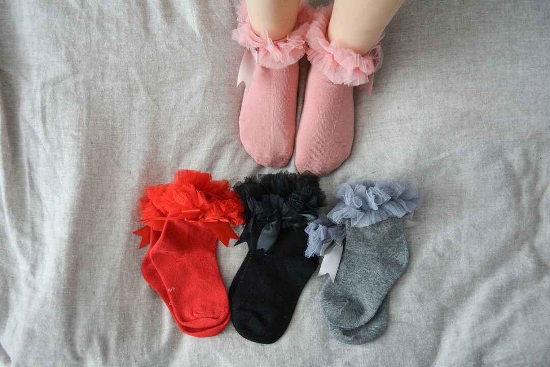 Cotton Red Socks With Ribbons, Red Toddler Girls Socks, Aesthetic ...