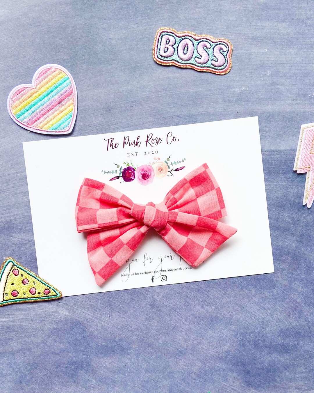 Pink Checkered Board Bow Kindergarten Back to School Pinwheel Bows ...