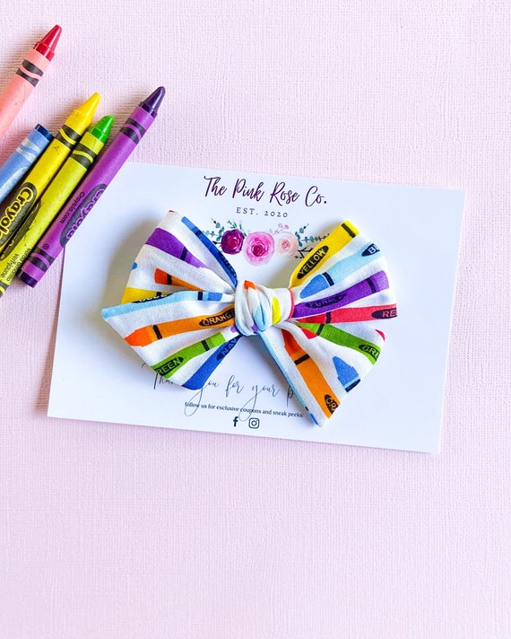 Crayon Bow Back to School Pinwheel Bows Pinwheel Bows on | Etsy
