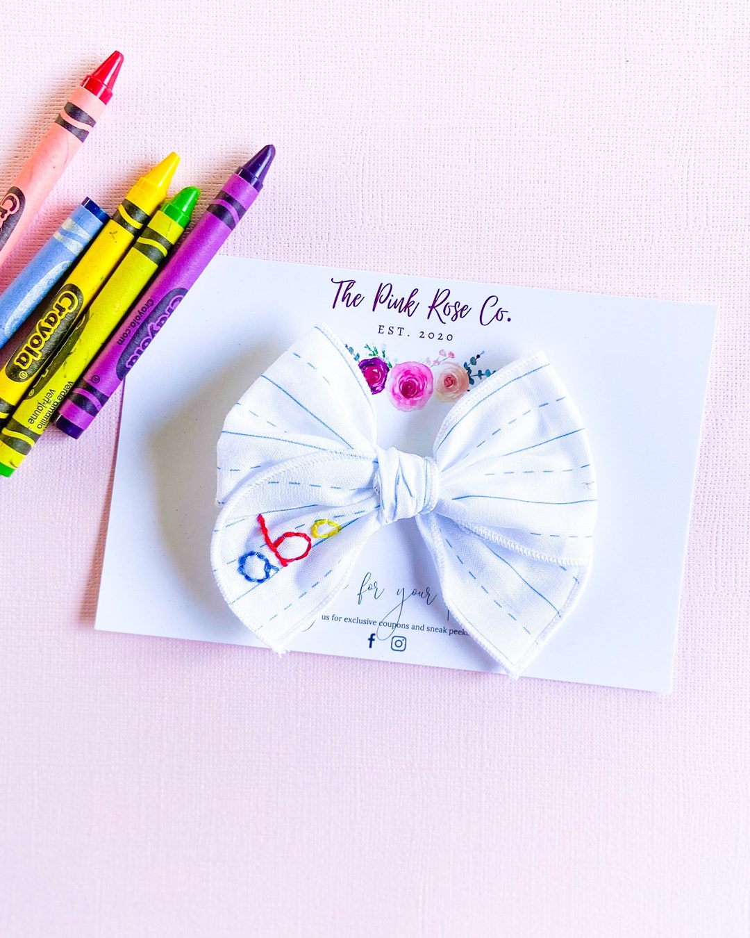 ABC Rolled Hem Bow for Girls Alphabet and Number Bow Back - Etsy