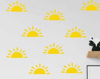 Half Sun Wall Decal Boho Half Sun Wall Sticker Decal Peel - Etsy