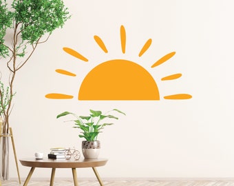 Half Sun Wall Decal Boho Half Sun Wall Sticker Decal Peel - Etsy