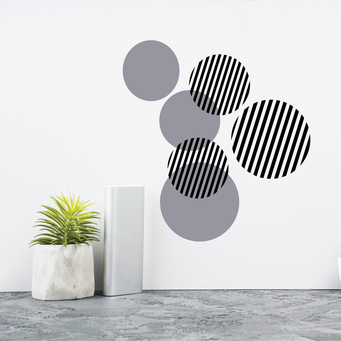 Circle Wall Decals Circle With Strip Abstract Wall Stickers | Etsy