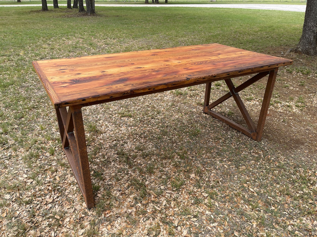 HANDMADE Wood & Metal Dining Table - Etsy