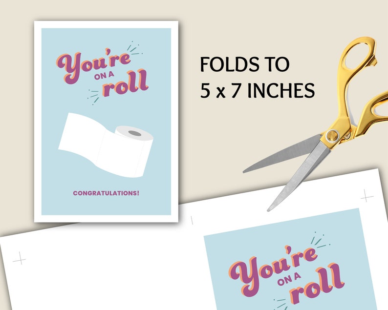 You're on A Roll Greeting Card Print at Home - Etsy