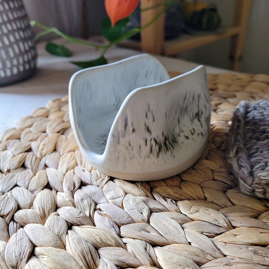 Handmade Ceramic Sponge Holder White With White Speckled Glaze Eco ...