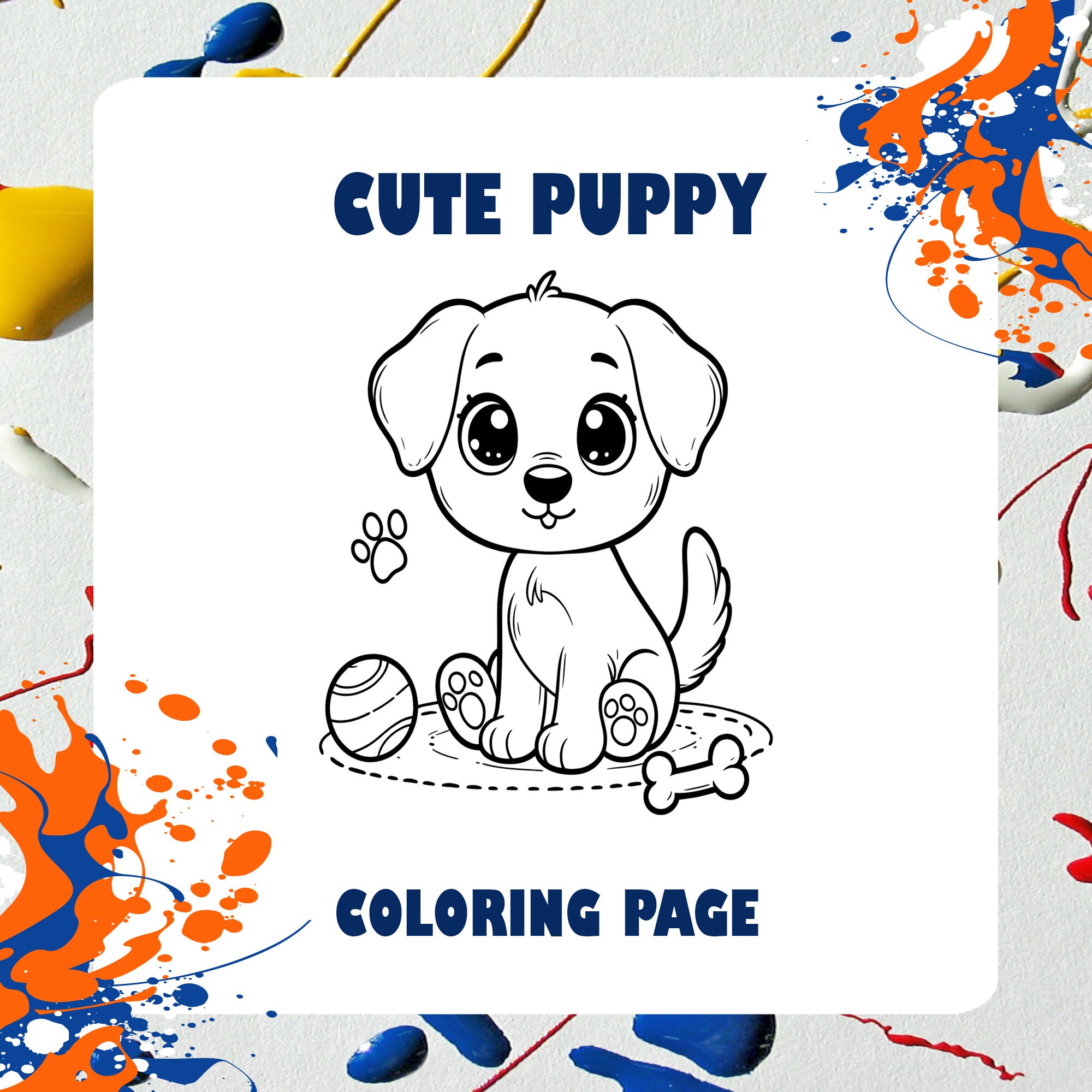 Playful Puppy Coloring Page for Kids Instant Download PDF for A4 ...