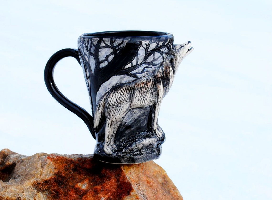 Original Handmade Ceramic Mug WOLF Ceramic Tea | Etsy
