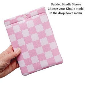 Pink Checkered Kindle Sleeve With Snap: Fabric E-reader Case, Coquette ...