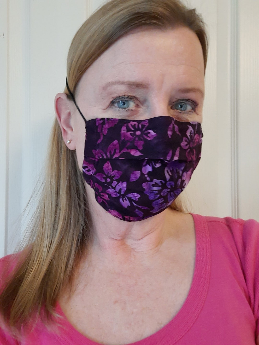 Purple Batik Over the Head Face Mask With Nose Wire Filter - Etsy