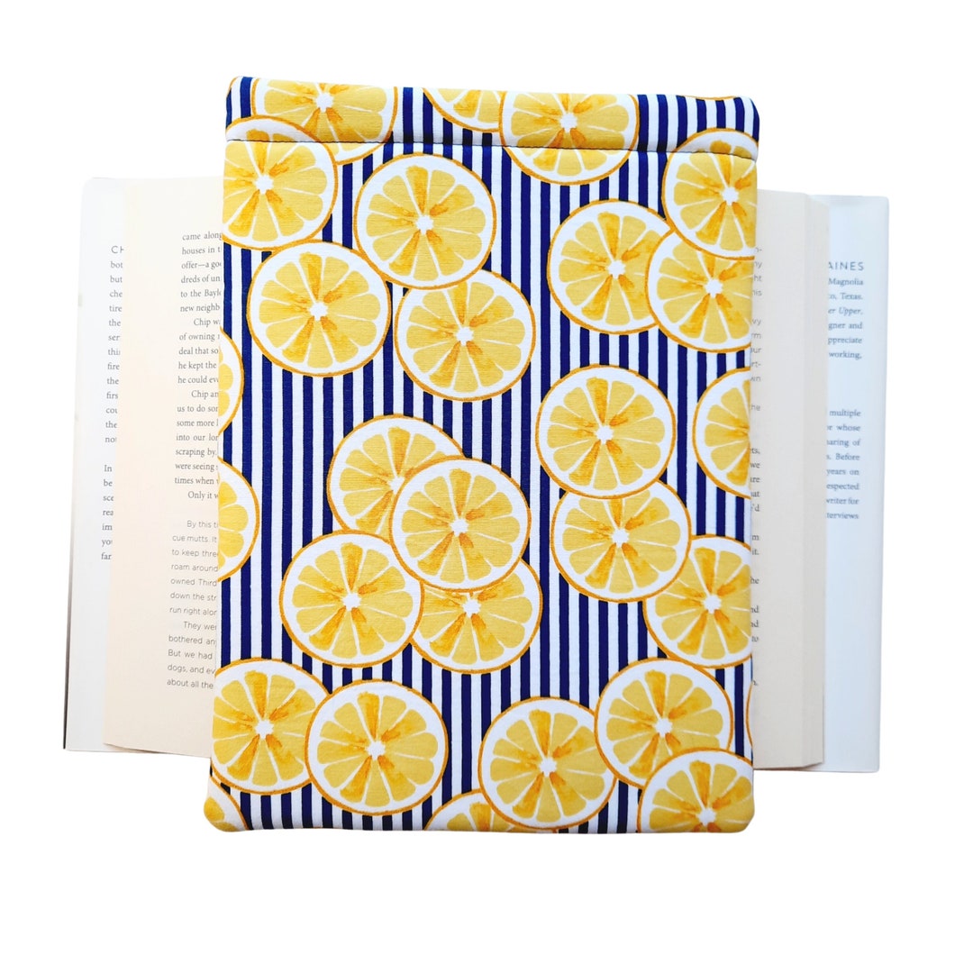 Book Sleeve, Padded Book Cover, Book Pouch, Summer Booksleeve, Lemon ...