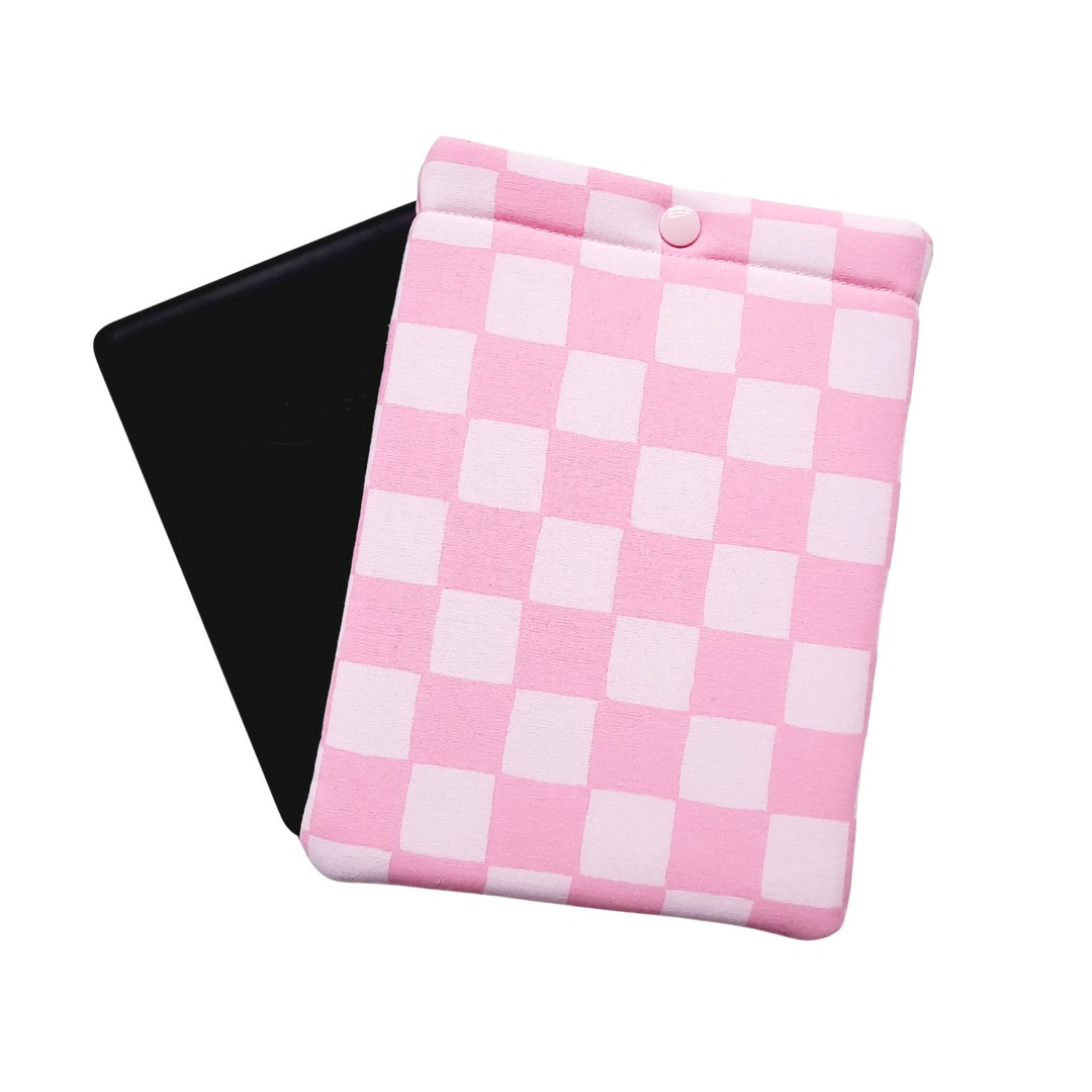 Pink Checkered Kindle Sleeve: Padded Cotton Case With Snap - Etsy