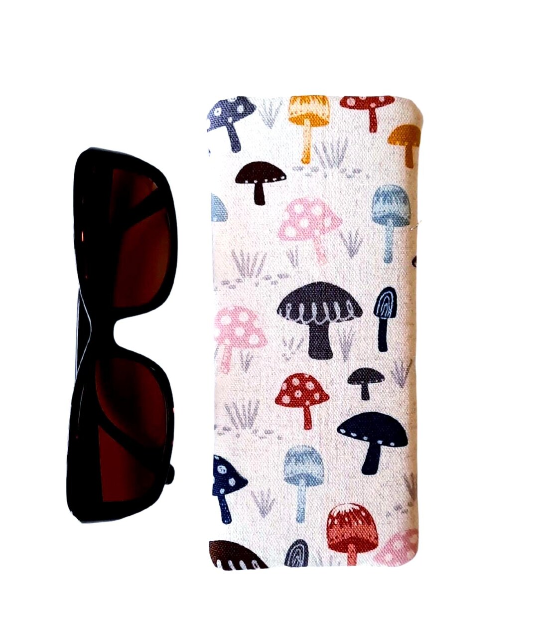 Cottagecore Mushroom Glasses Case: Padded Fabric Eyeglass Sleeve, Soft ...