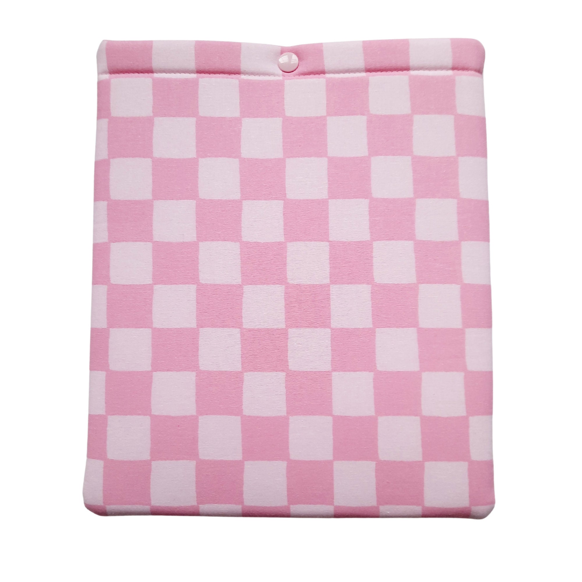 Pink Checkered Kindle Scribe Sleeve: Padded Cotton Pouch With Snap - Etsy