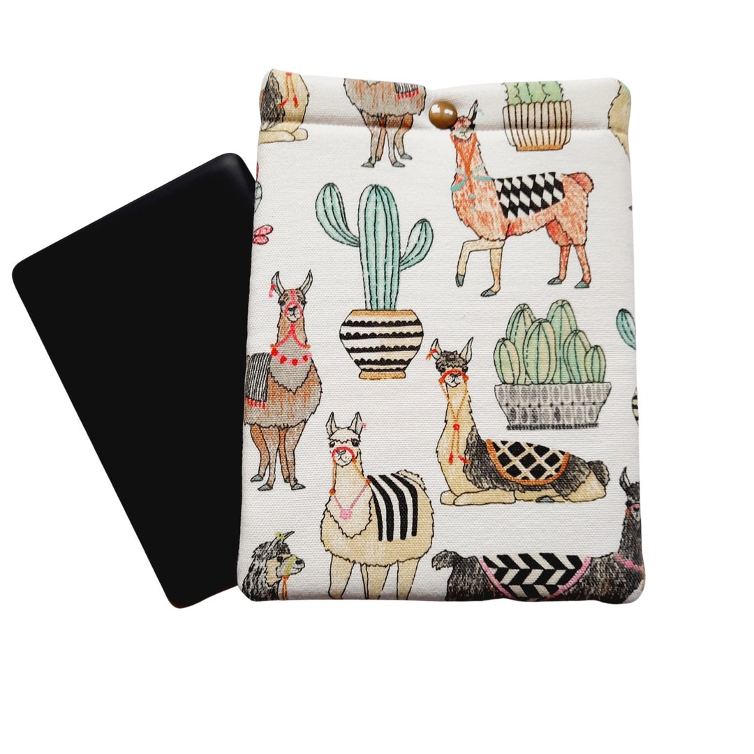 Llama Kindle Paperwhite Sleeve With Snap: Desert Cactus Print, Padded ...