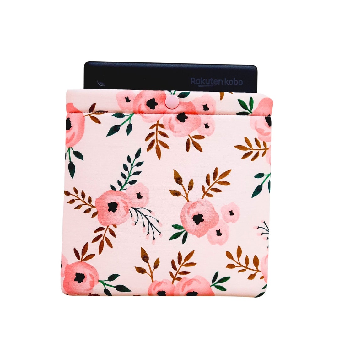 Pink Floral Padded Kobo Sleeve With Snap: Coquette Kobo Libra Case - Etsy