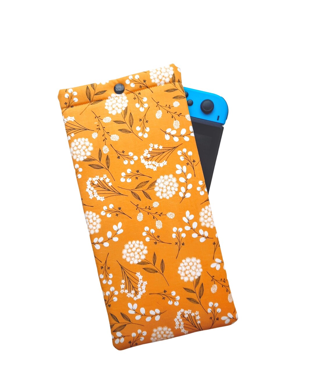 Floral Nintendo Switch Carrying Case: Padded Mustard Fabric Switch Pouch With Snap - Etsy