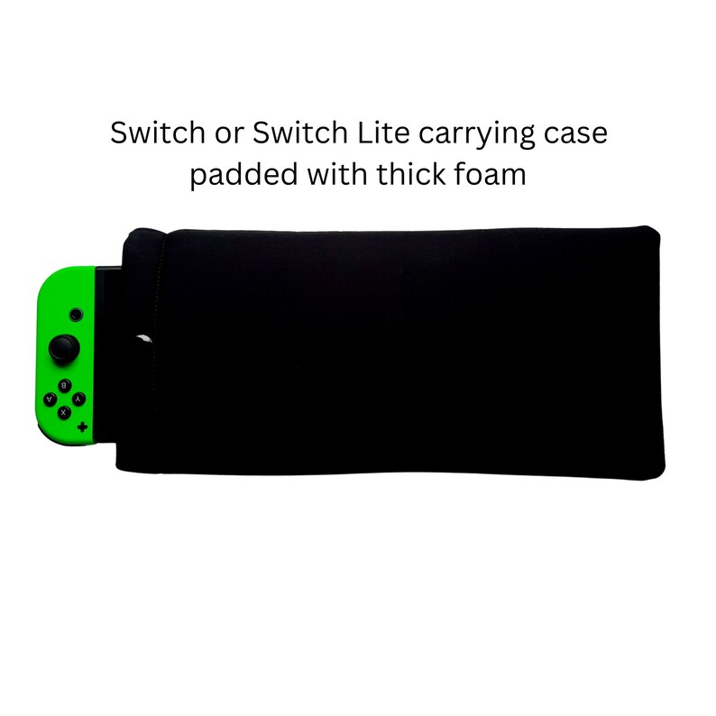 Black Padded Nintendo Switch Case: Switch Carrying Pouch With Snap - Etsy