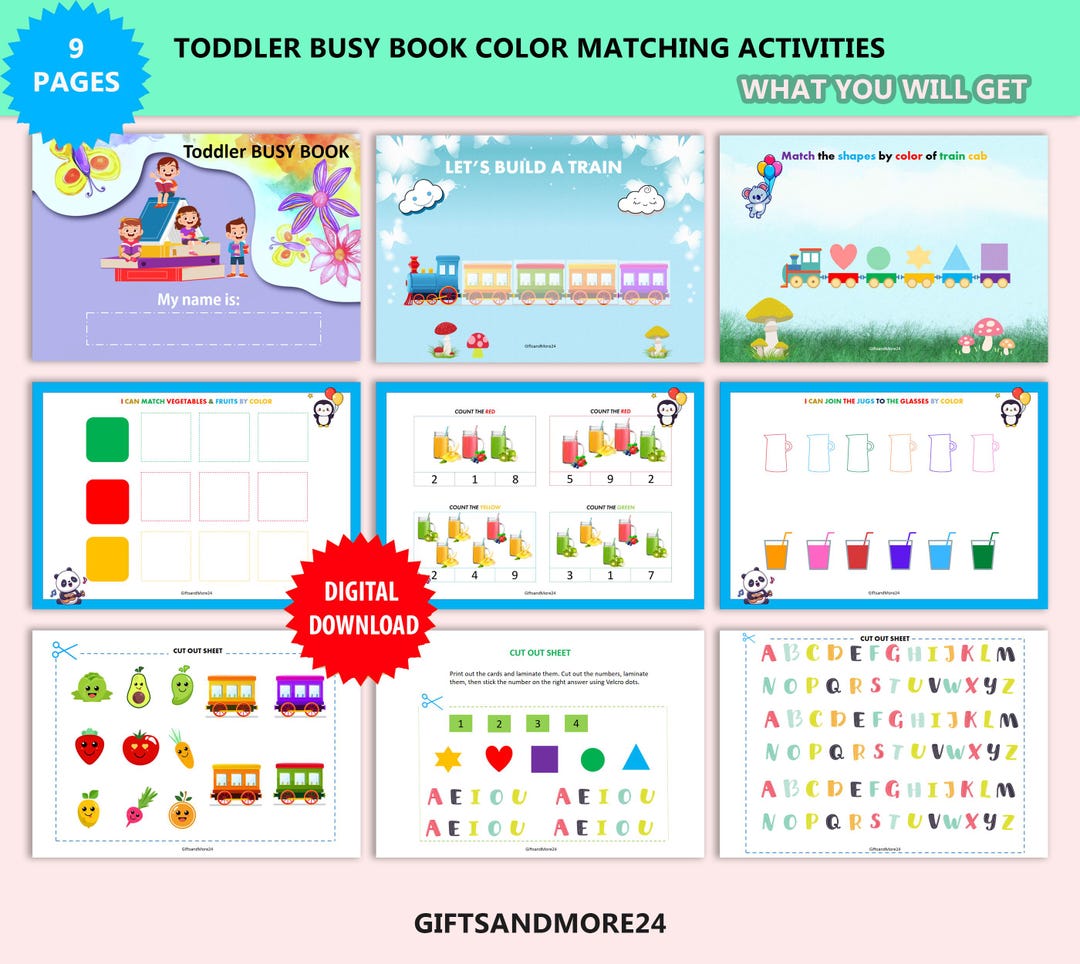 Color Sorting Fun! Toddler Busy Book - Learn Colors, Shapes & More - Etsy