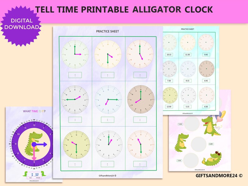 Printable Alligator Clock! Learn to Tell Time - Etsy