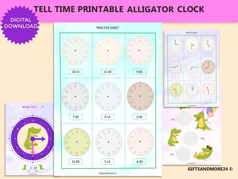 Printable Alligator Clock! Learn to Tell Time - Etsy