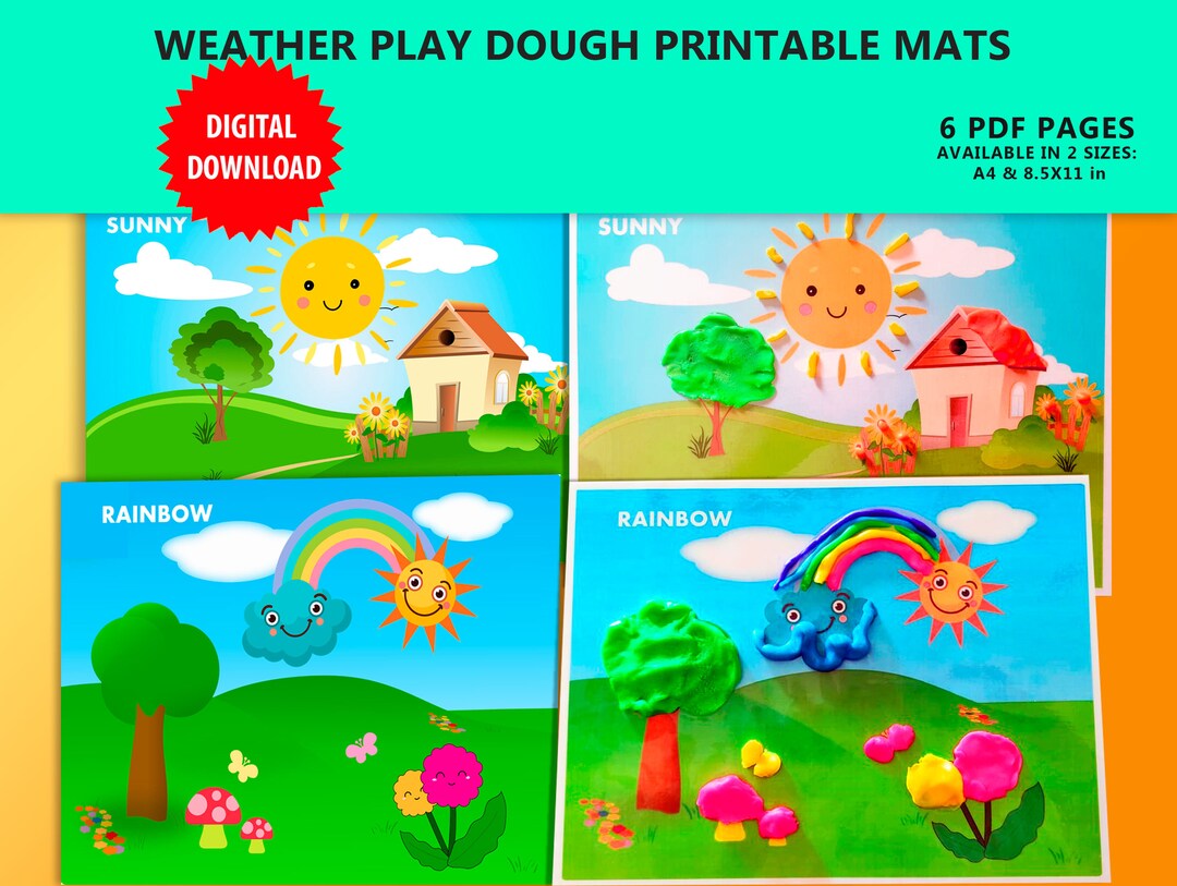 Weather Fun! Play Dough Mats for Toddlers Learning, Fine Motor Skills ...