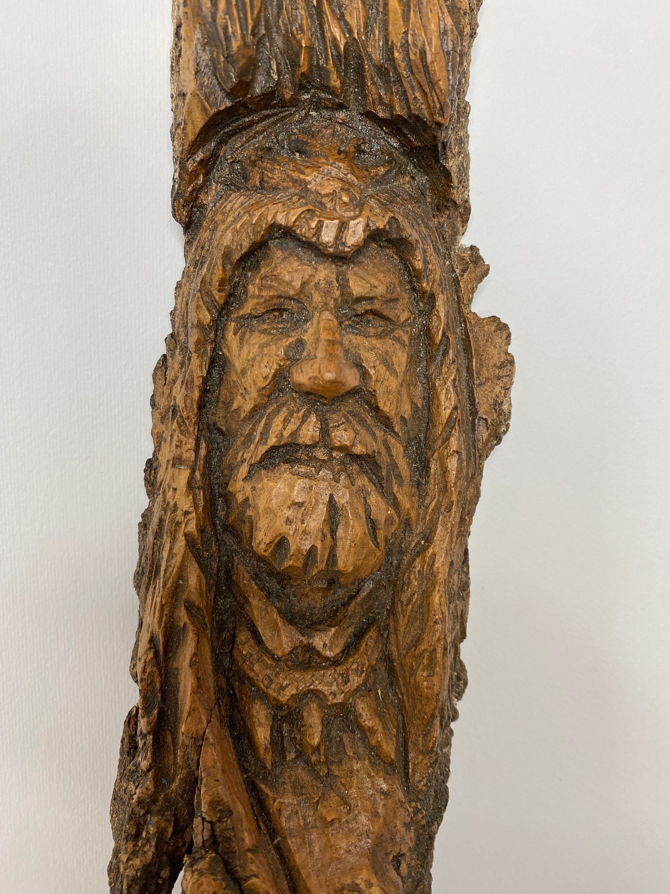 Wood Tree Spirit Face Carving Sculpture Small Wall Hanging Art, Hand ...