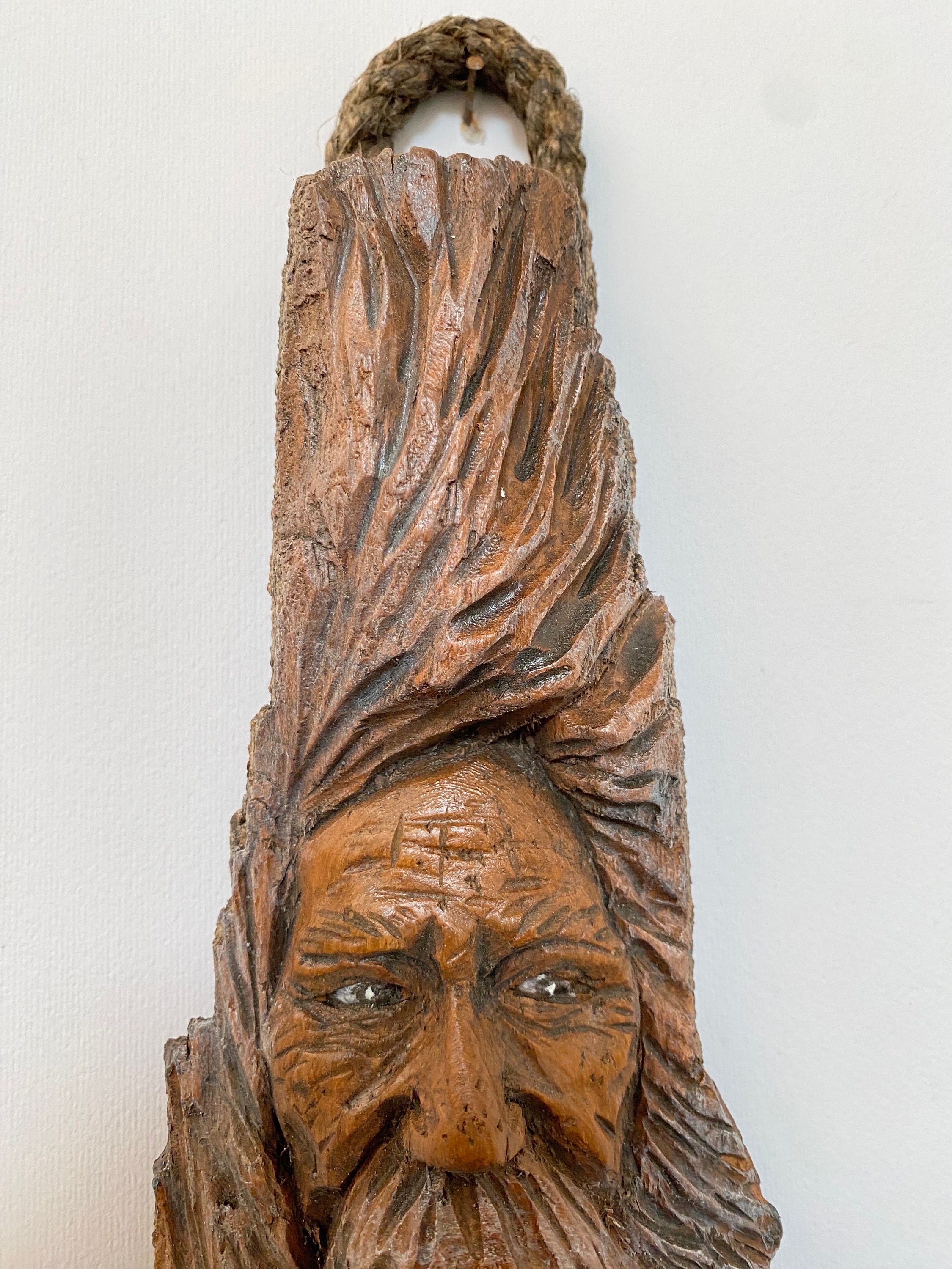 Wood Tree Spirit Face Carving Sculpture Small Wall Hanging Art, Hand ...
