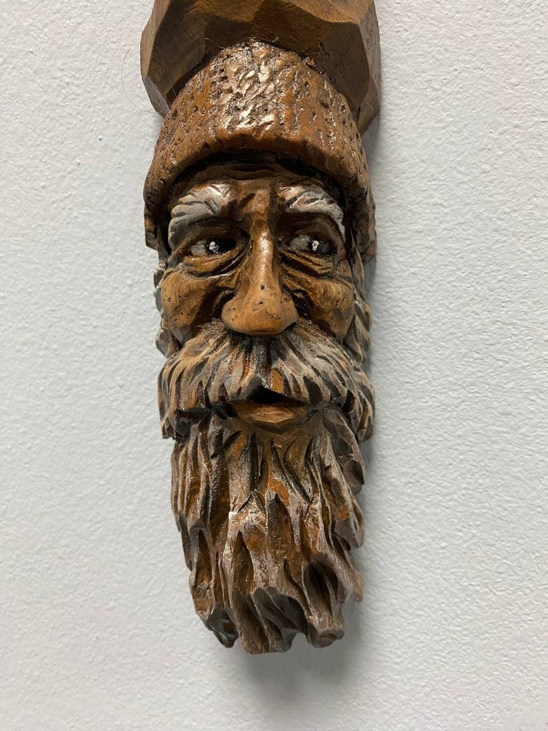 Wood Tree Spirit Face Carving Sculpture Small Wall Hanging - Etsy