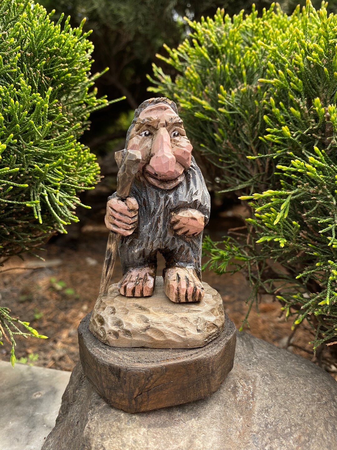 Forest Troll Wood Hand Carved Goblinecore, Norwegian Miniature Wood ...