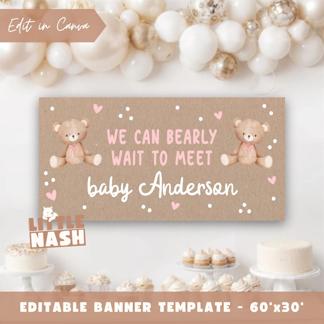 Editable Baby Shower Banner Template | Brown Paper Painted Look Banner ...