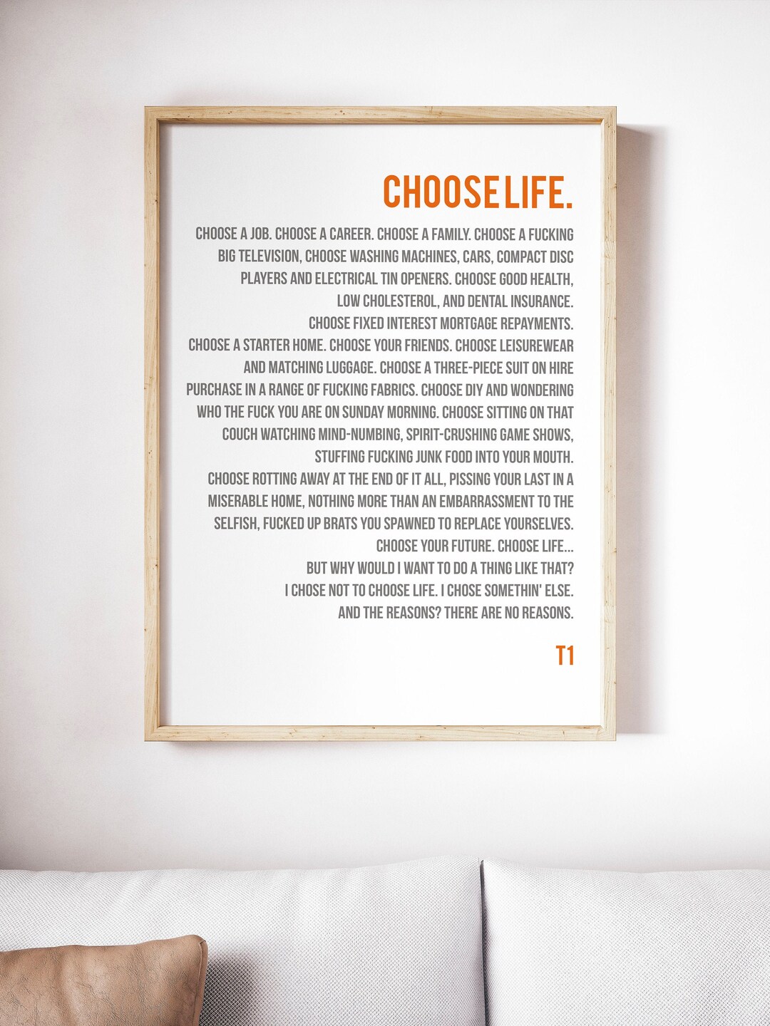 Choose Life Trainspotting 1 Quote Typography A4 Print Home - Etsy UK