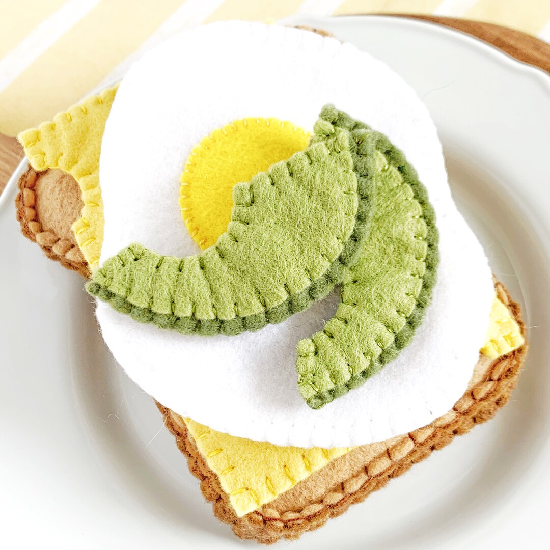 Felt Avocado Toast Pretend Play Food - Toddler and Preschool Plush Toys ...