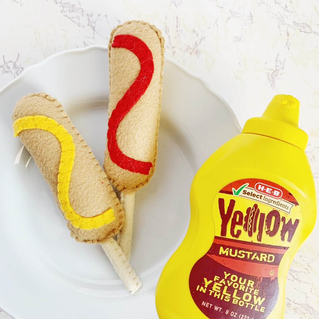 Felt Food Toys - Corndogs With Mustard and Ketchup - Children’s Plush ...