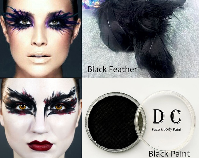 1 Set of Black Swan Makeup Materials ( Black Feather, Black Face Paint ...