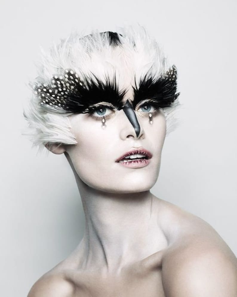 1 Set of Black Swan Makeup Materials Black Feather, Black Face Paint ...