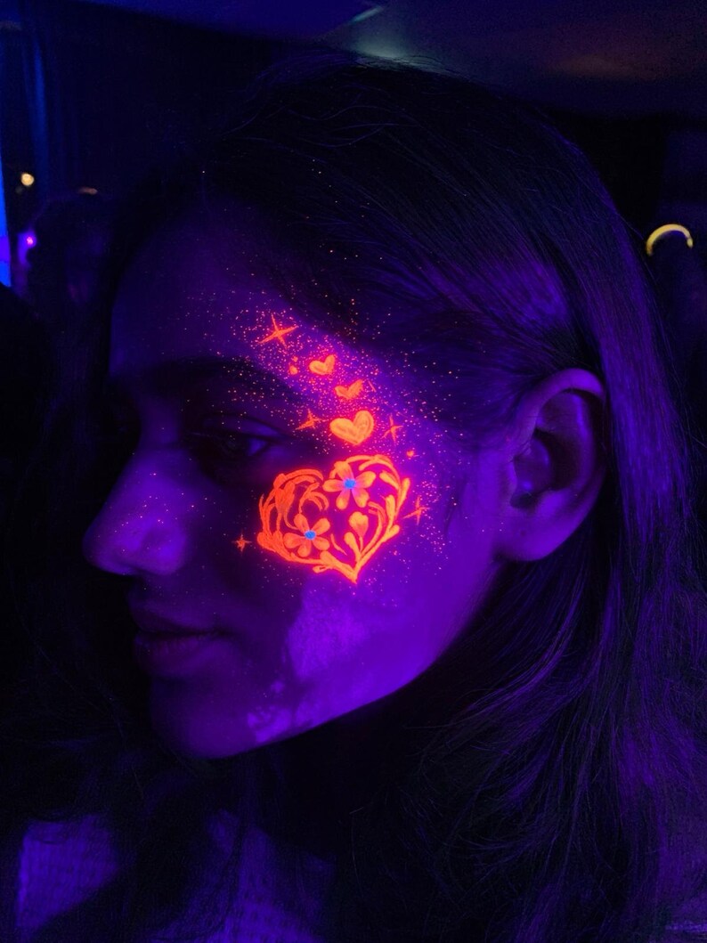 Five Colors UV Face Paints - 5 Neon Face Paints - Glow Face Paints for ...