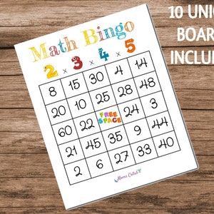 Math Bingo - 2, 3, 4, and 5 Multiplication Learning Game Printable ...