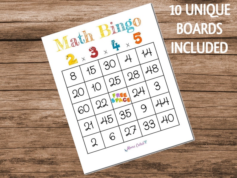Math Bingo - 2, 3, 4, and 5 Multiplication Learning Game Printable ...